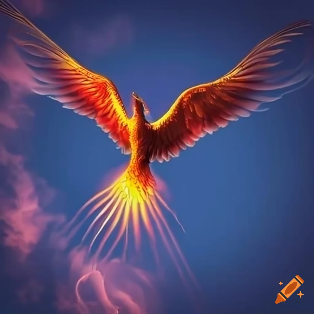 Image of a phoenix in flight on Craiyon