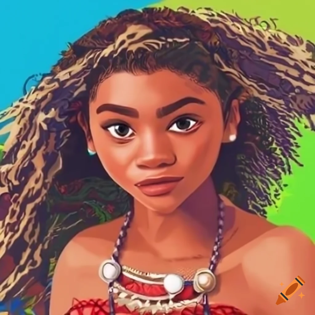 Realistic art of zendaya as moana