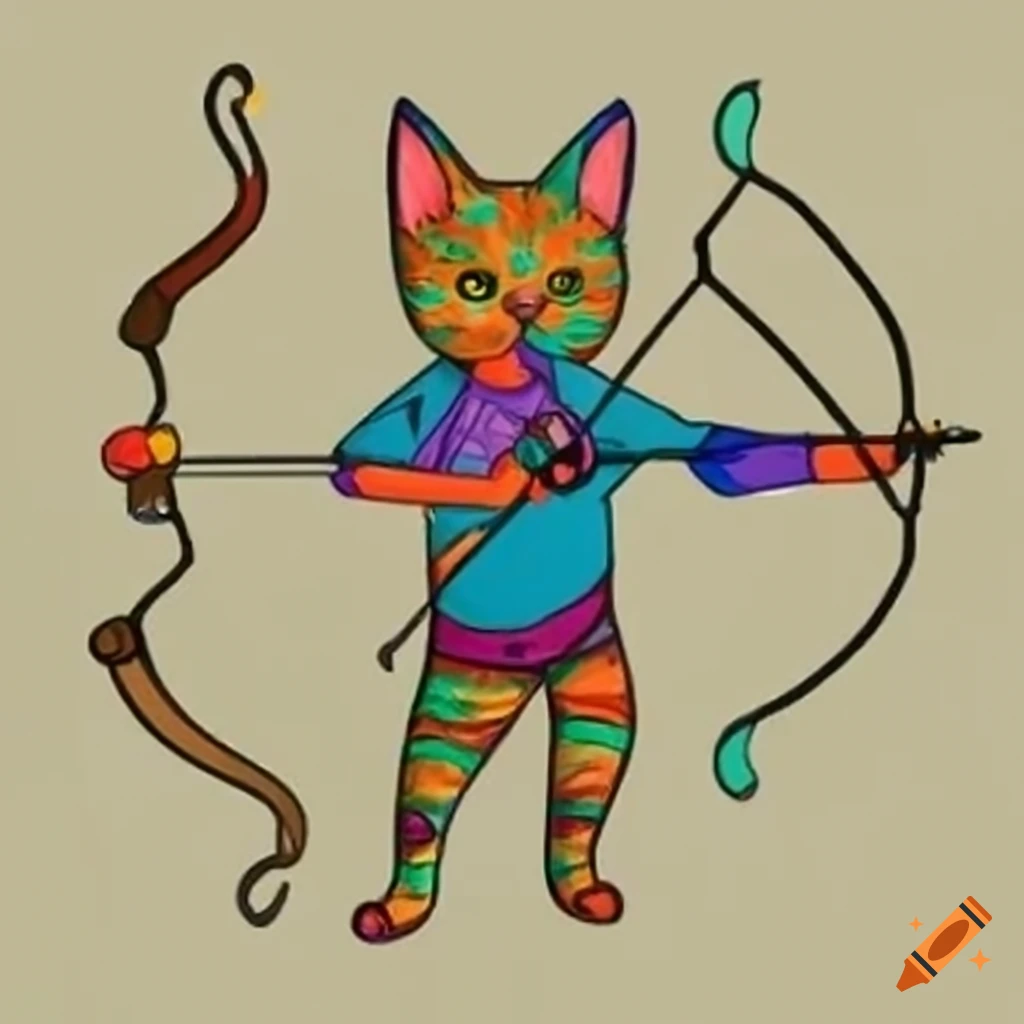 Colorful cat archer artwork
