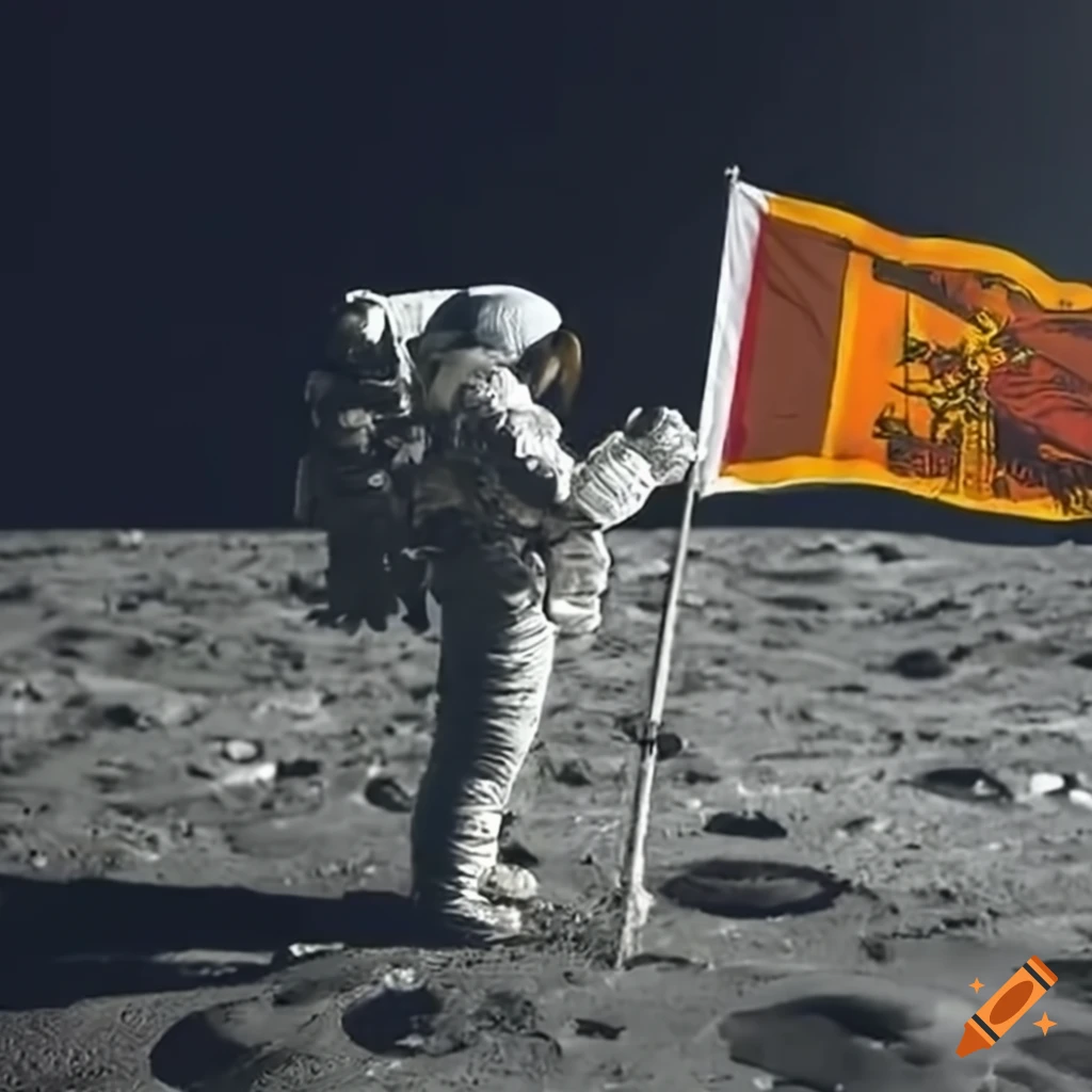 Astronaut planting sri lanka flag on moon