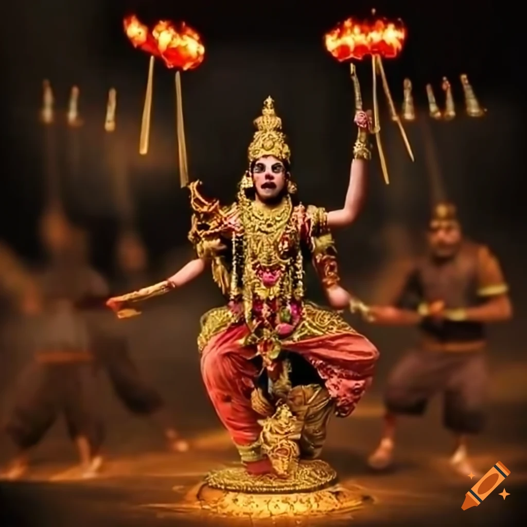 Epic battle scene of lord sreeram shooting arrows at ravana on Craiyon