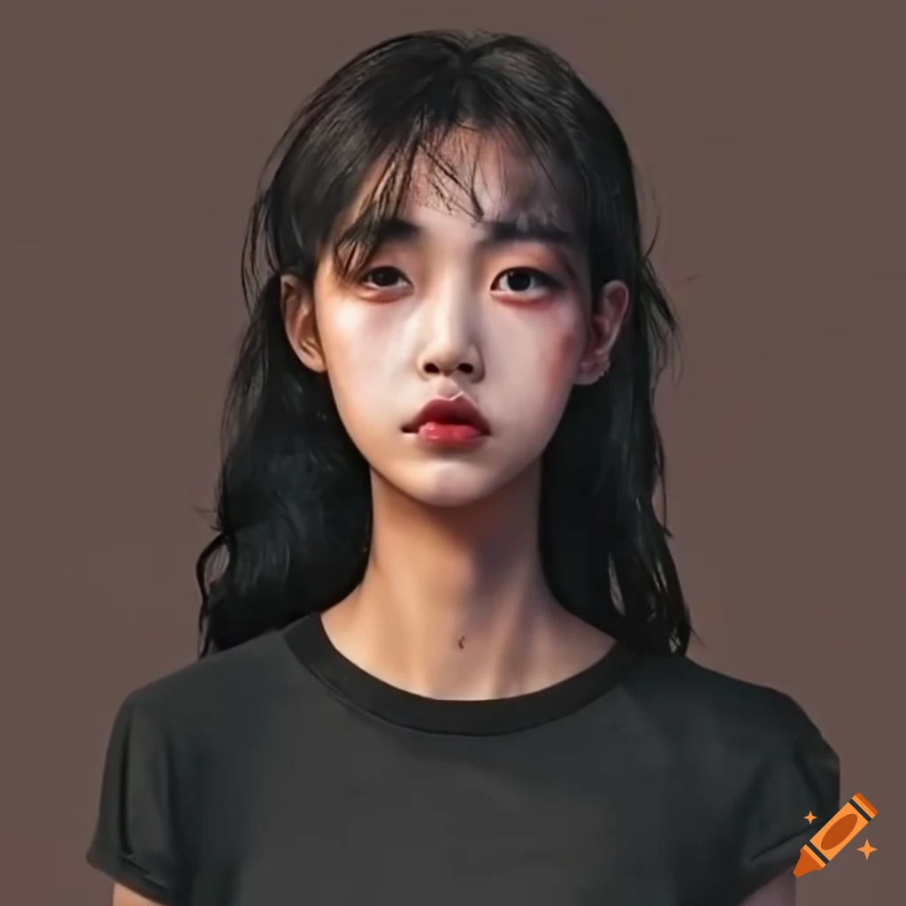 Portrait of a young girl with Puerto Rican and South Korean heritage on ...