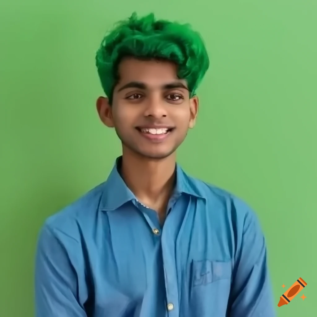 Sympathetic young man with black hair and green tee on Craiyon