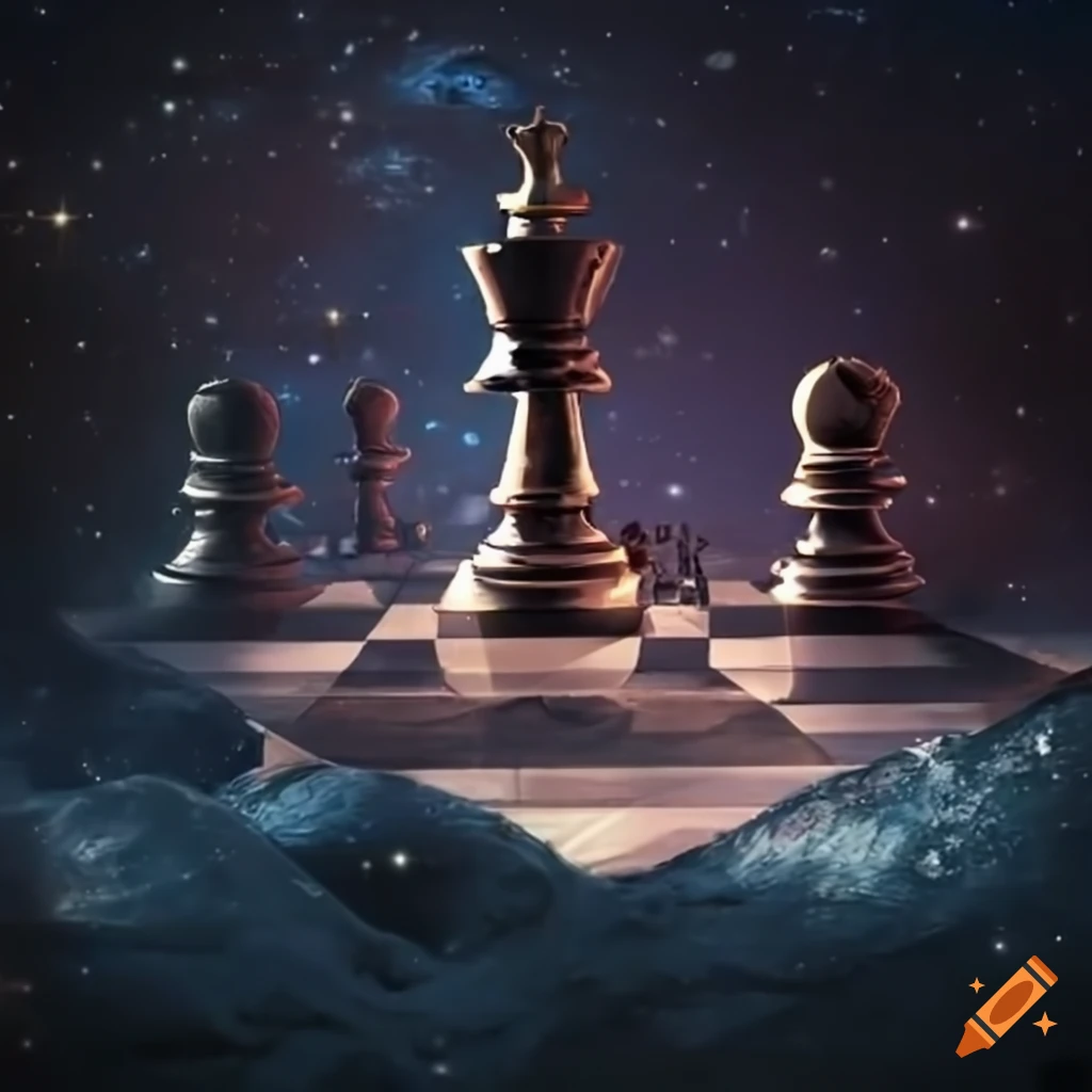 Chess game in outer space on Craiyon