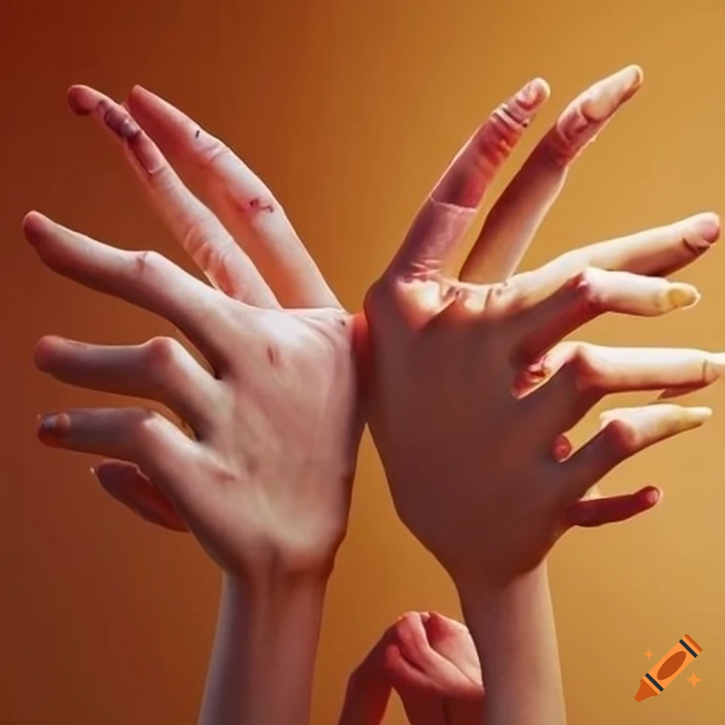Collage of hands in various poses on Craiyon