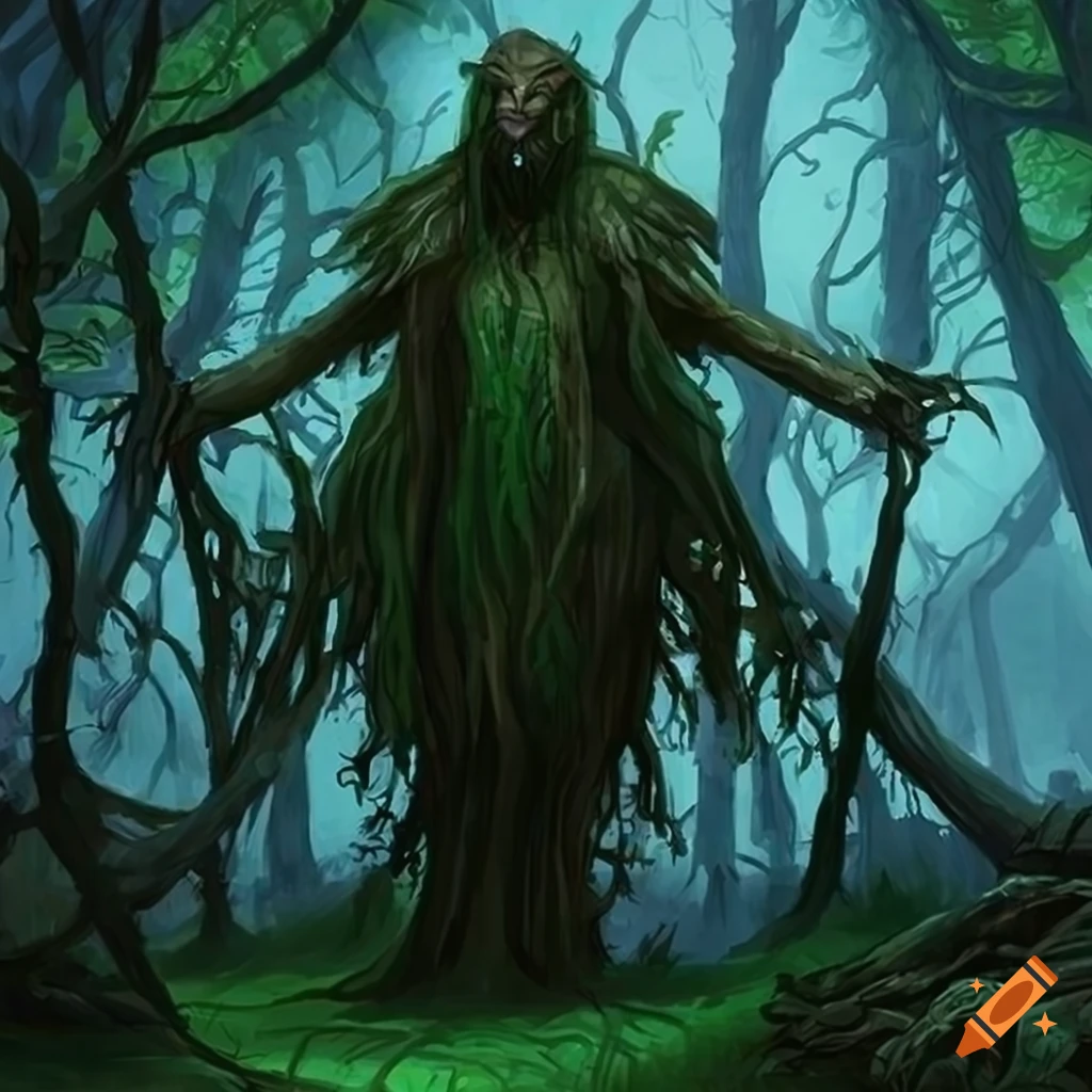 Mysterious illustration of a treefolk on Craiyon