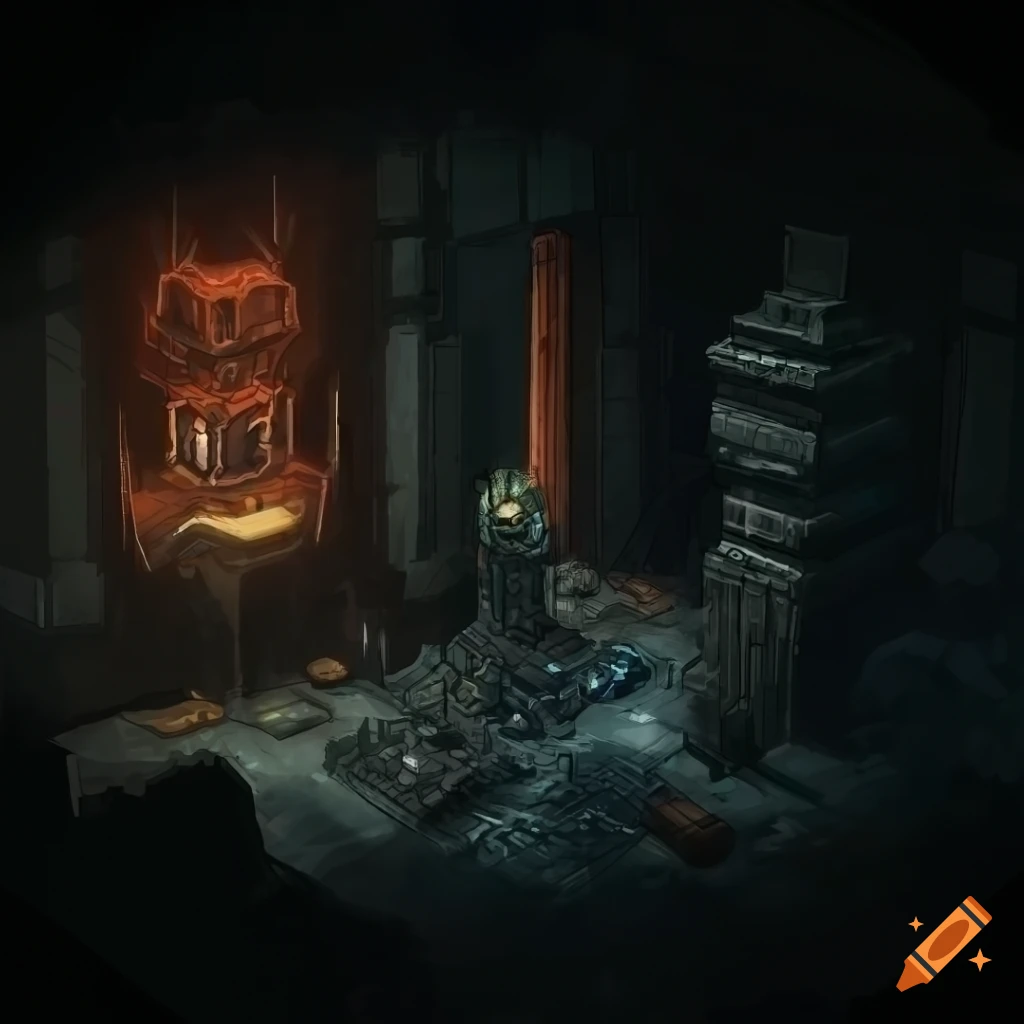 Detailed isometric concept art of various video game influences on Craiyon
