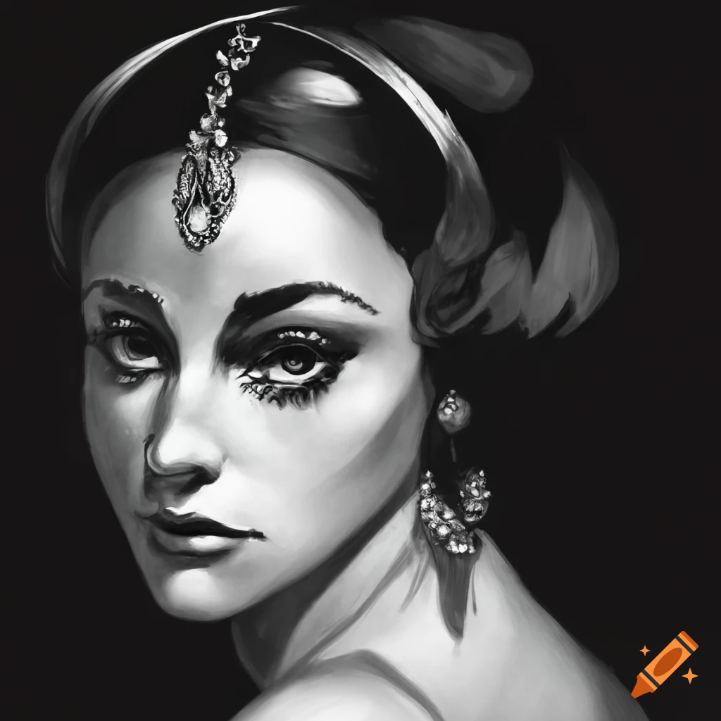 Detailed drawing of a roman woman with jewelry