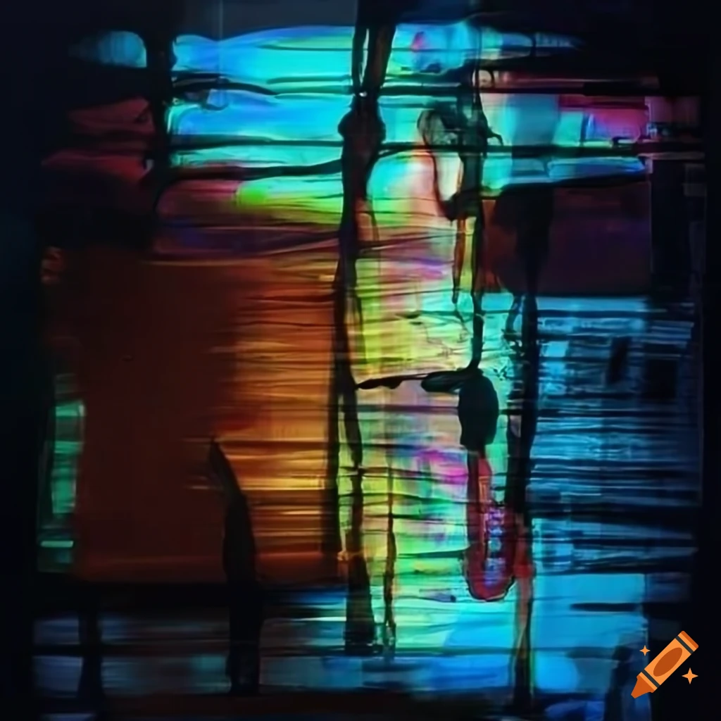 Superimposed images created from static and glitch art on Craiyon