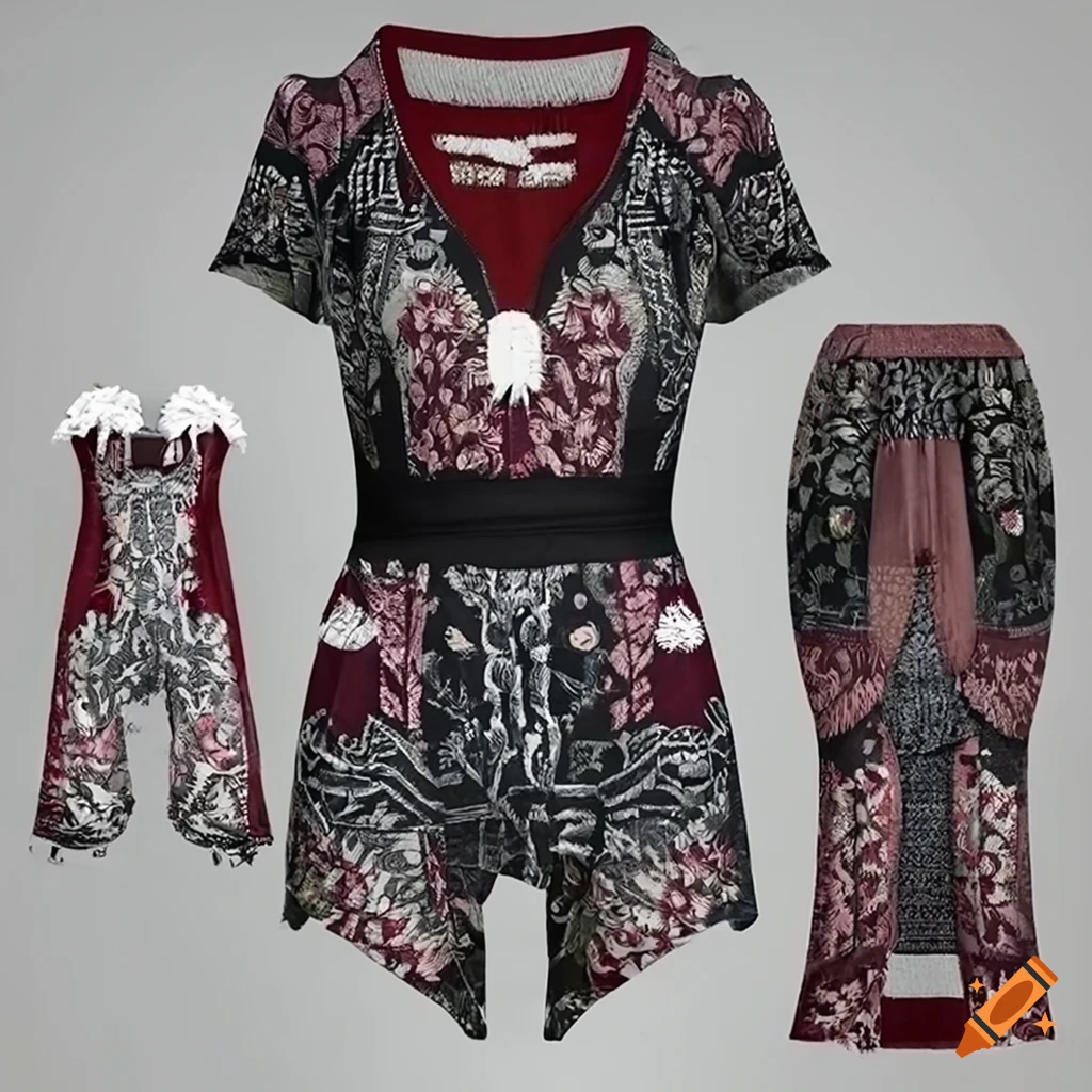 High-resolution 3d render of revolve ss24 bestselling playsuit with edgy patchwork on Craiyon