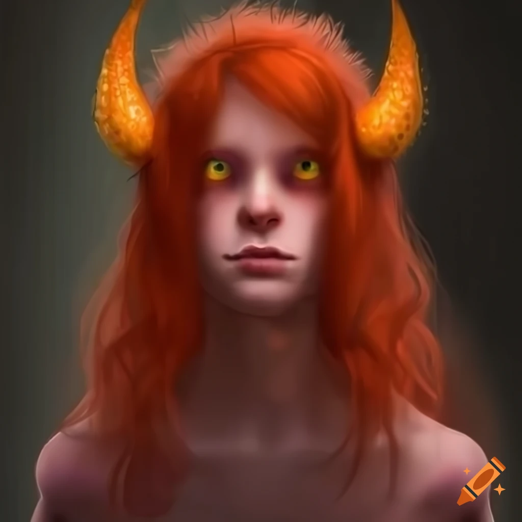 Realistic artwork of a young woman with demon-like features on Craiyon