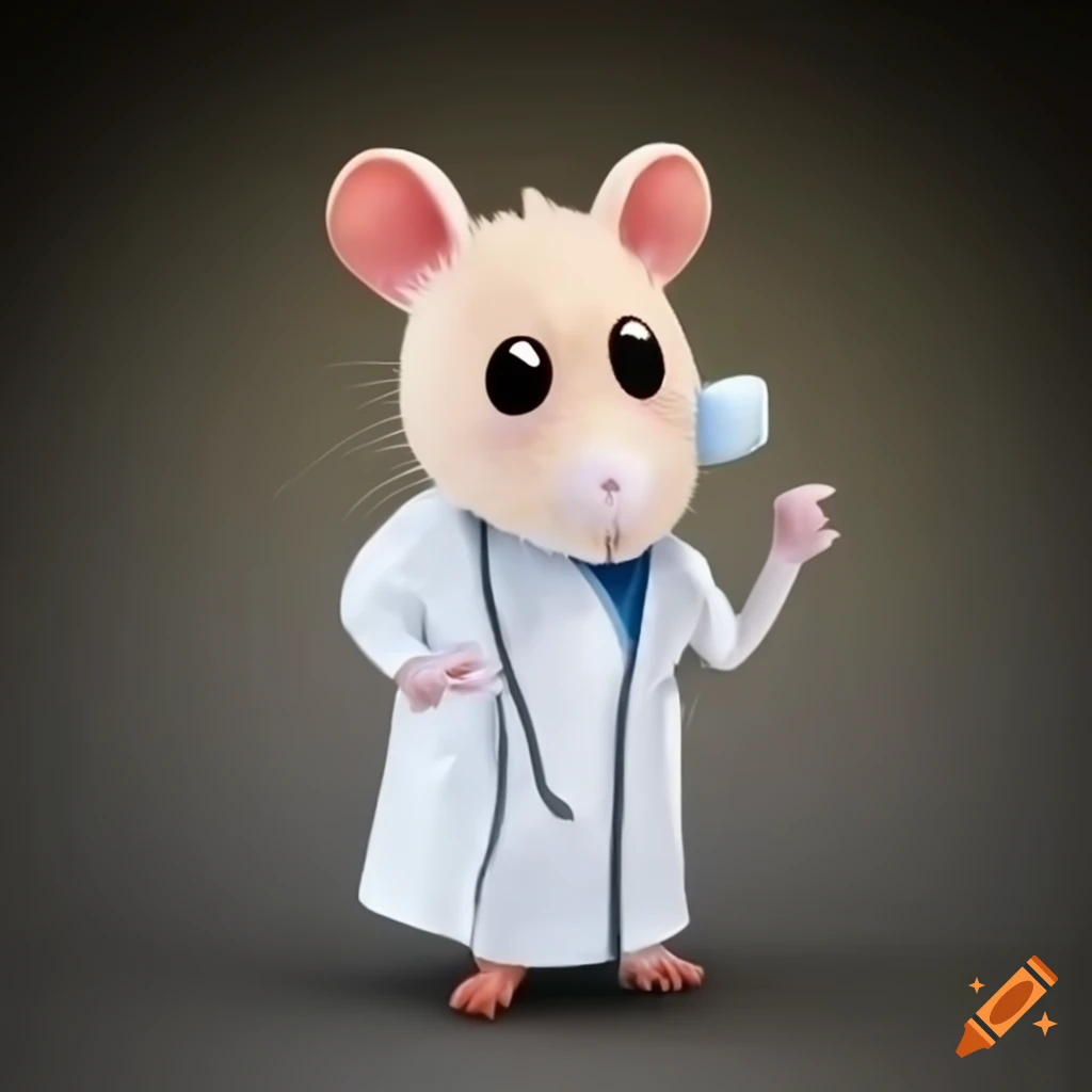 Cute mouse in a lab coat on Craiyon