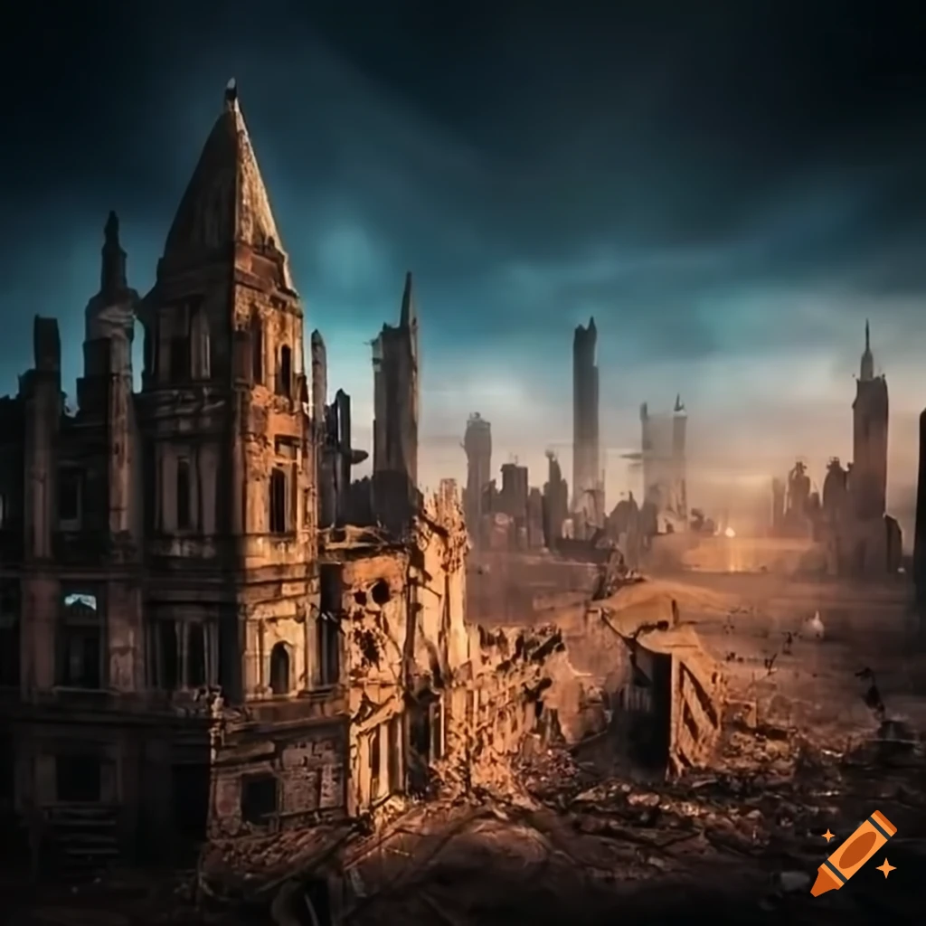 Image of a ruined city on Craiyon