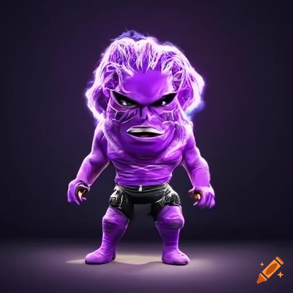 Mascot character with purple lightning theme