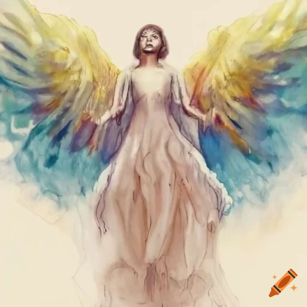 Image of a fallen angel in a town centre on Craiyon