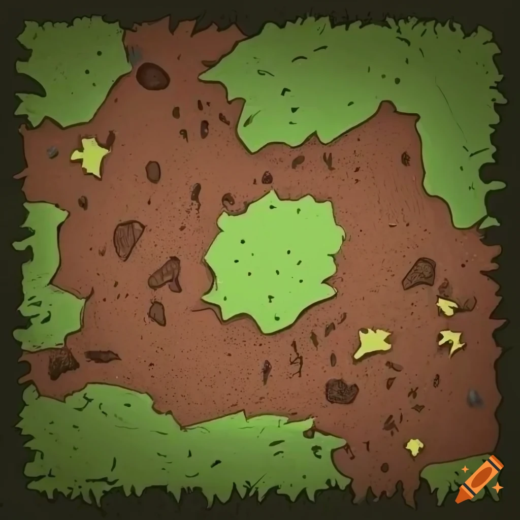 Cartoon-style view of a forest floor with leaves and roots