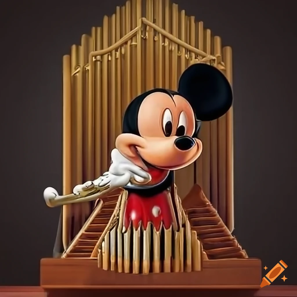 Mickey mouse playing a pipe organ on Craiyon