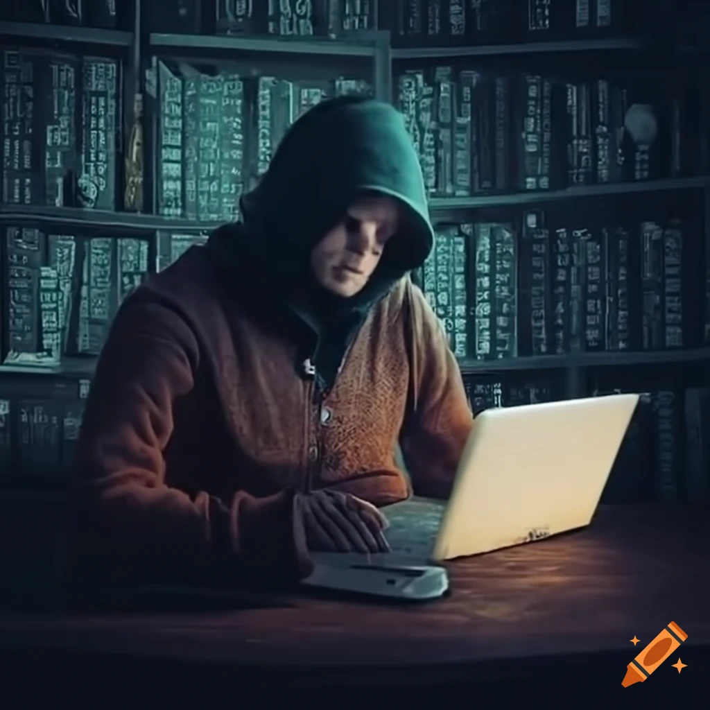 Spooky face on laptop monitor on Craiyon