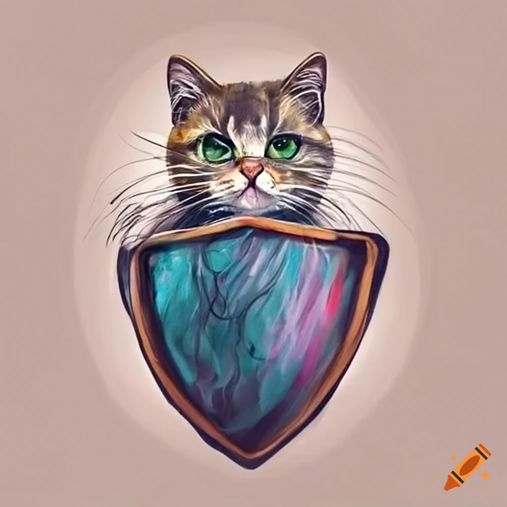 Cat holding a shield on Craiyon