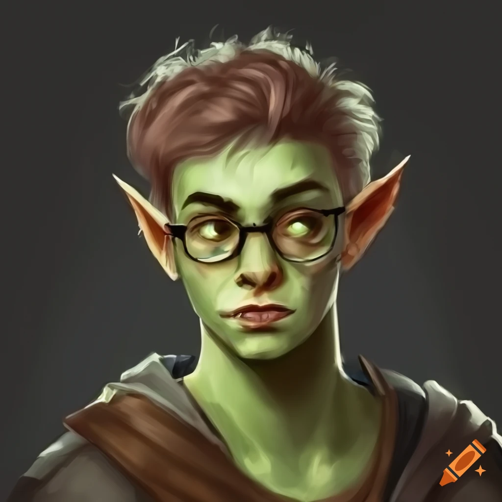 Character illustration of a teenage male half orc