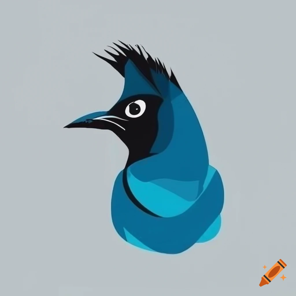 Steller's Jay bird logo on white background on Craiyon