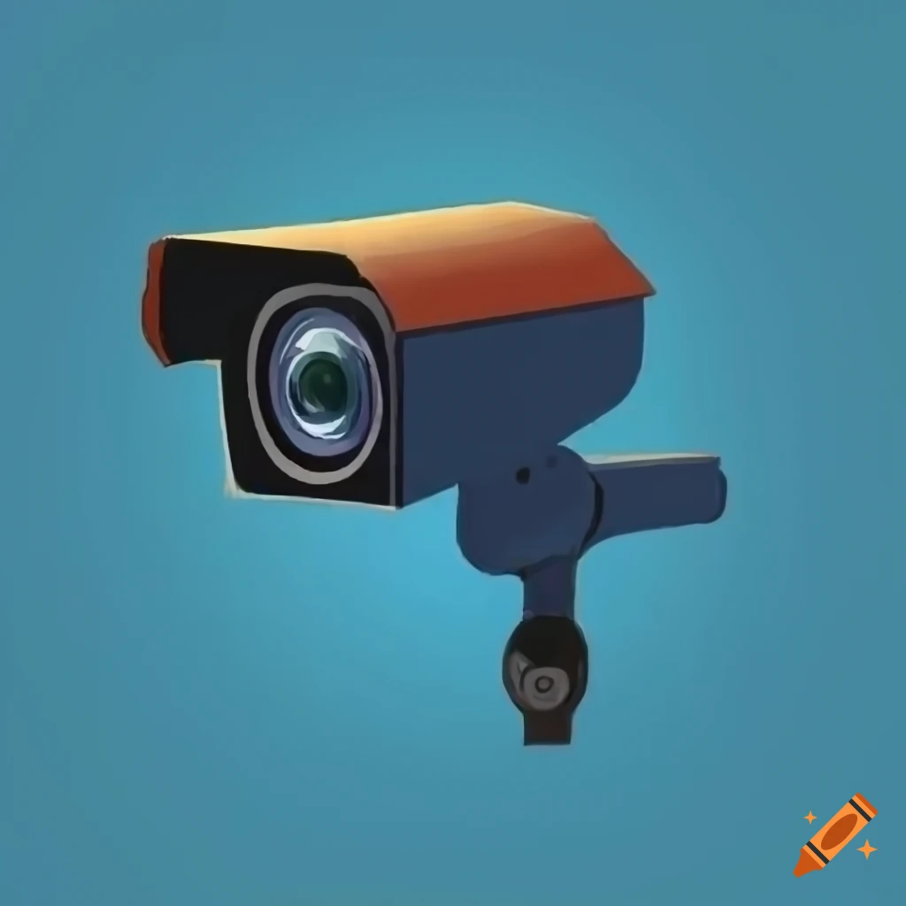 Retro surveillance camera in gouache style