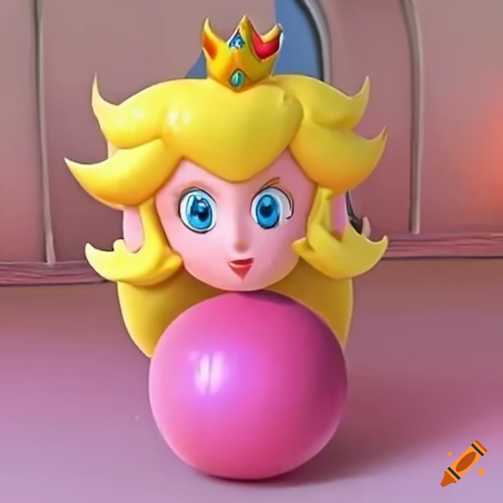 Image of princess peach trapped in a giant rubber ball on Craiyon