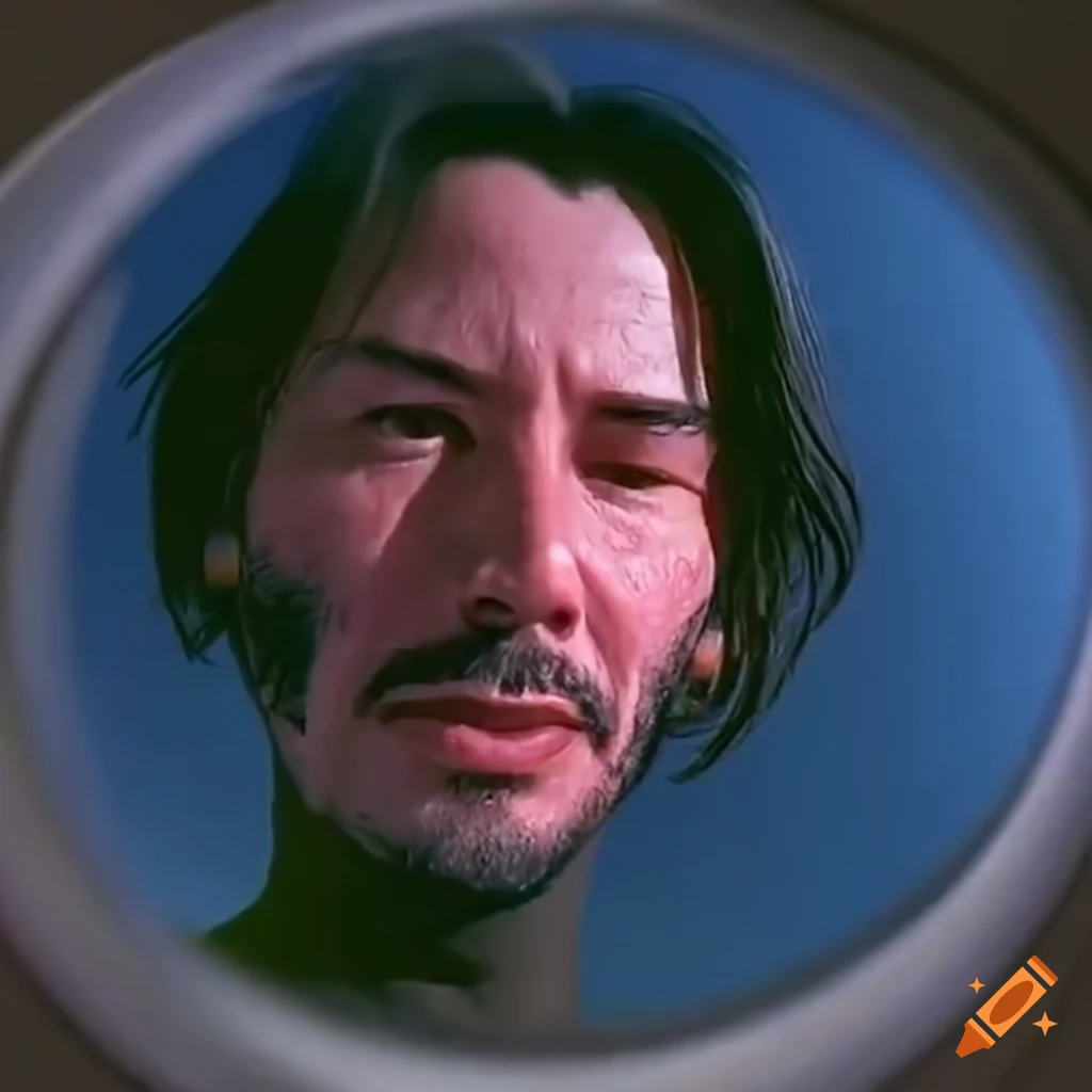 Keanu reeves skateboarding with fisheye lens effect