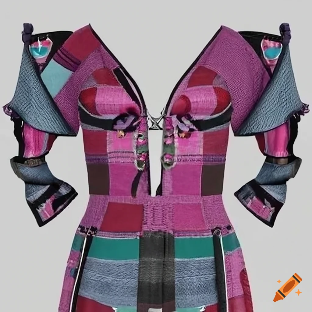 3d rendering of a trendy playsuit with patchwork design on Craiyon