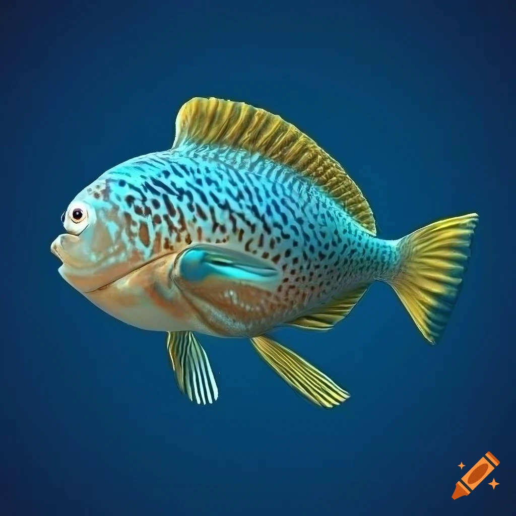 3d texture of a colorful sea fish on Craiyon