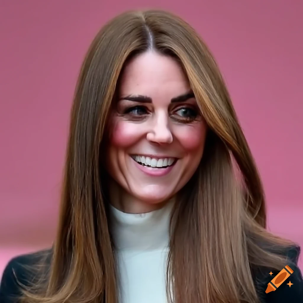 Kate middleton with a straight bob and black turtleneck on Craiyon