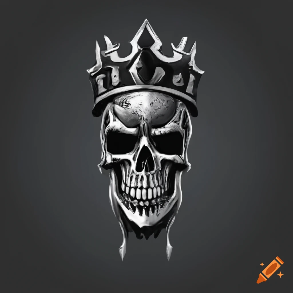 Logo design of a realistic skull with a crown on Craiyon