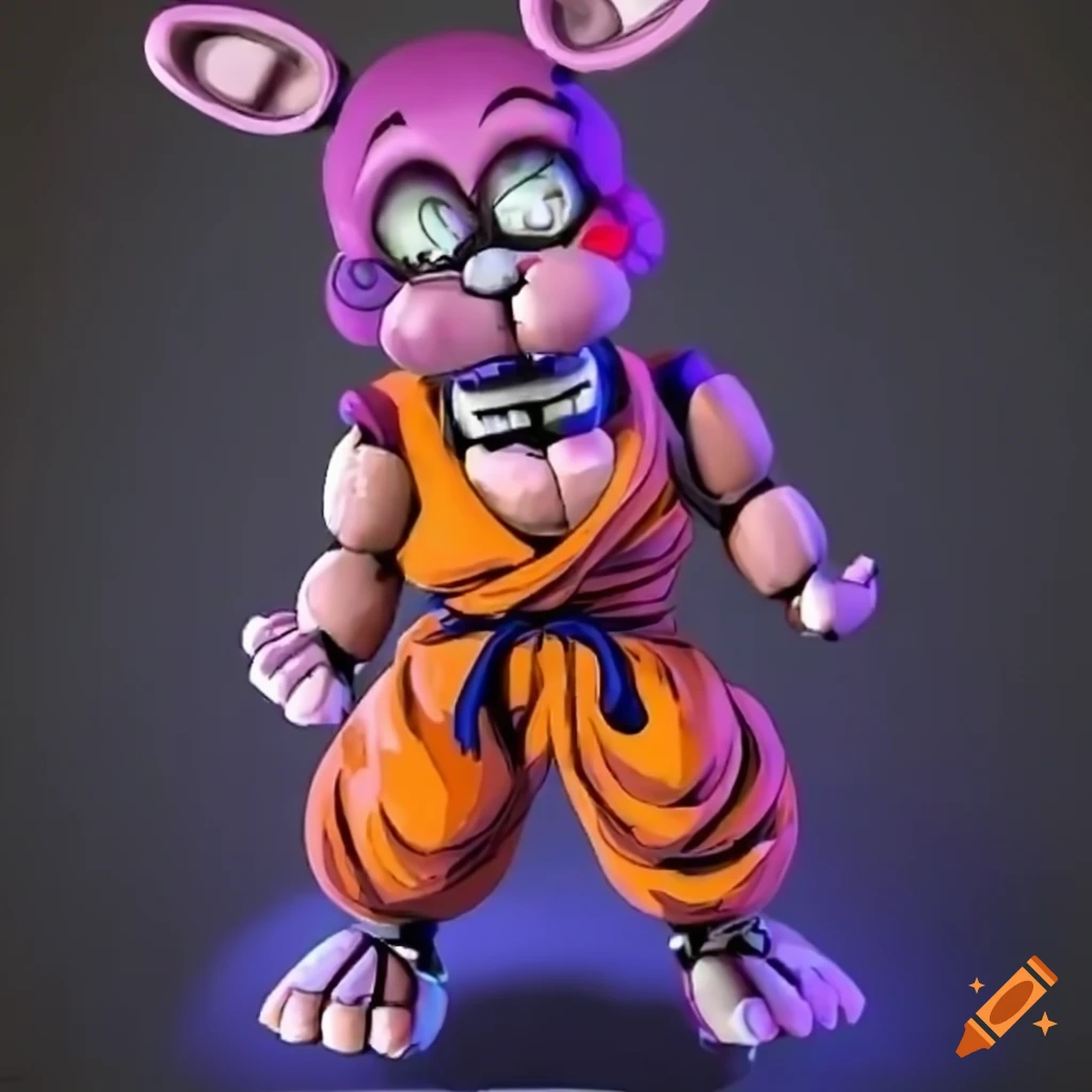 Illustration of Goku and Five Nights at Freddy's mashup on Craiyon