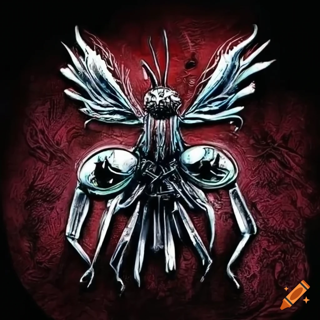 Psychedelic heavy metal logo with winged ant
