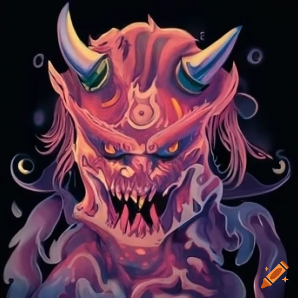 Playful illustration of a unique demon with burn-like markings