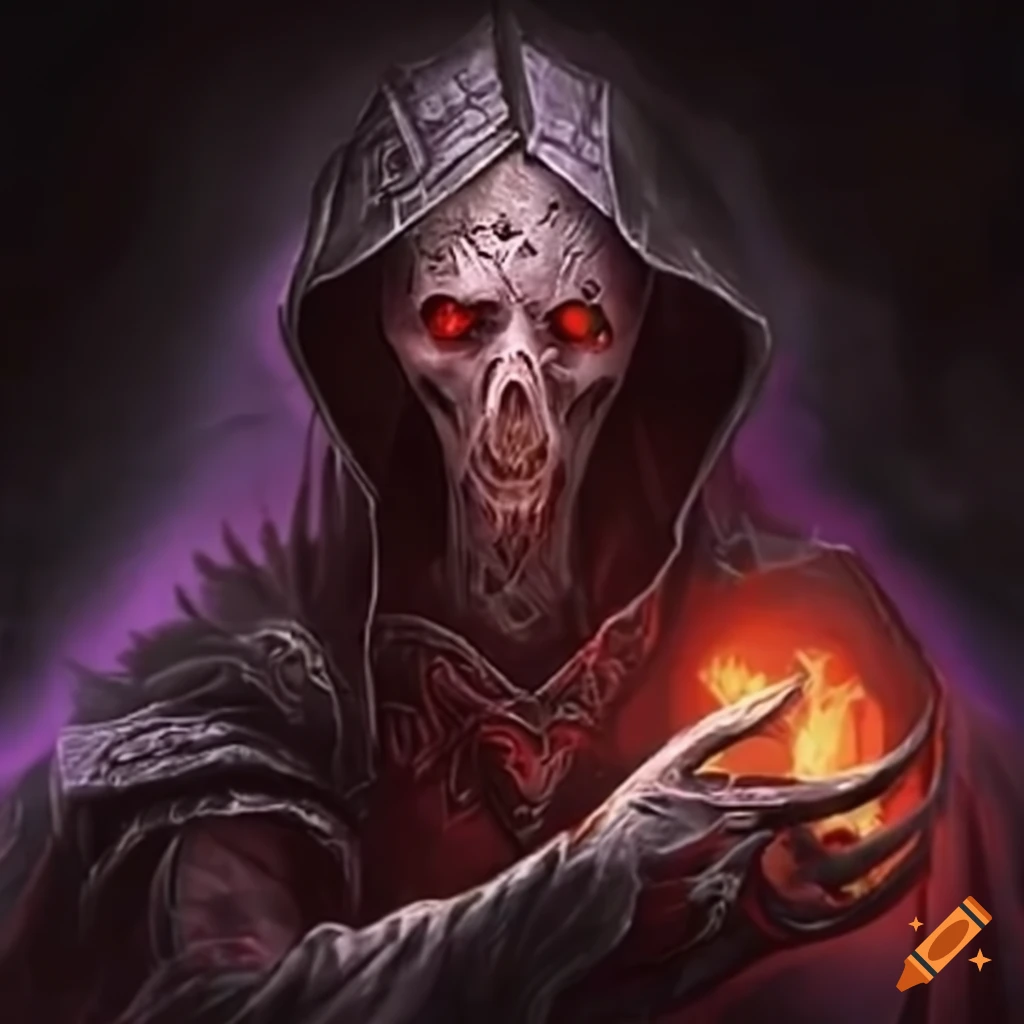 Digital artwork of an evil necromancer on Craiyon