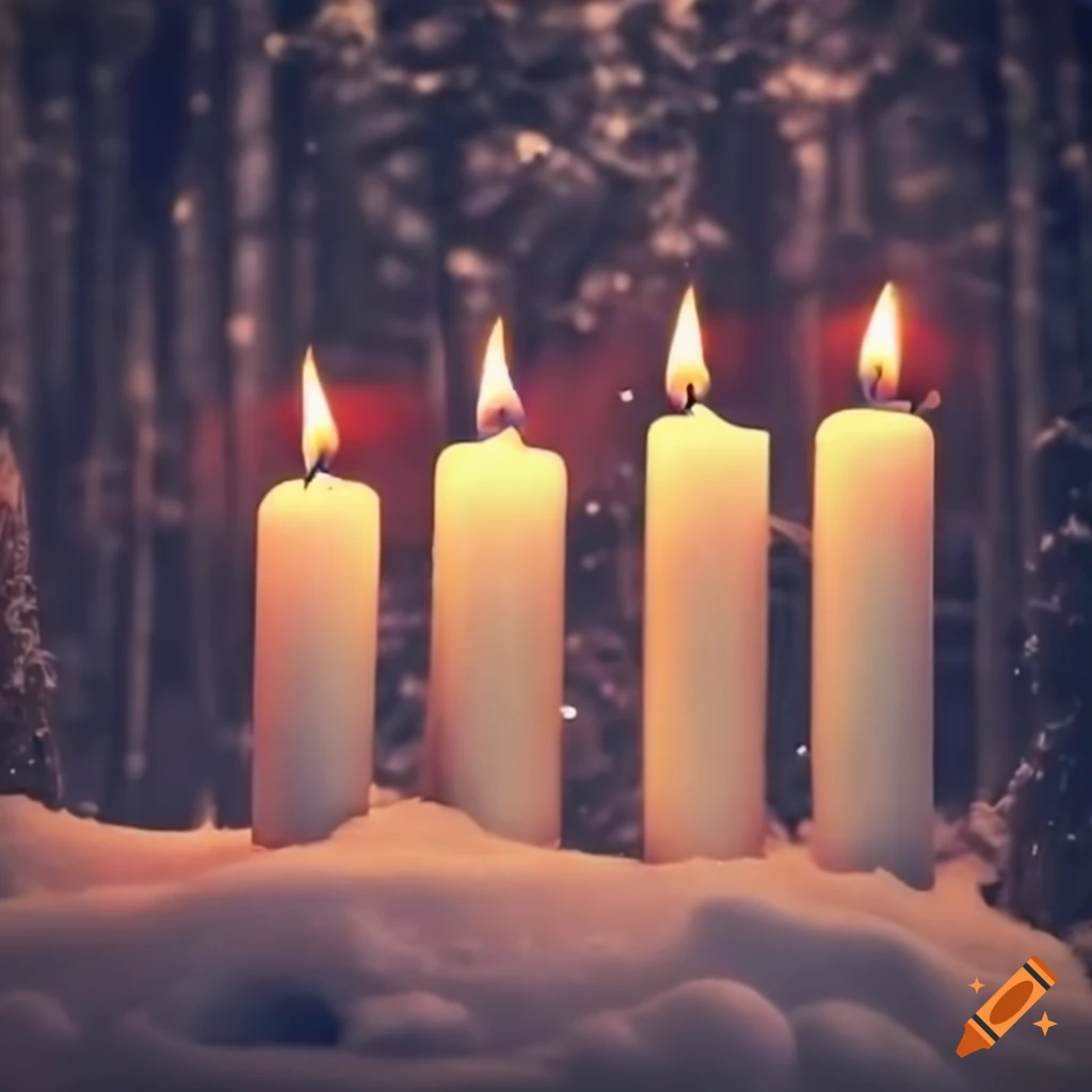 Candle in a snowy woods during a realistic 4k snowfall on Craiyon