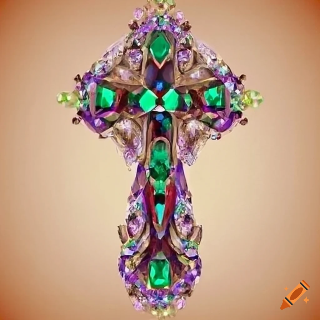 Stained glass easter cross with flowers on Craiyon