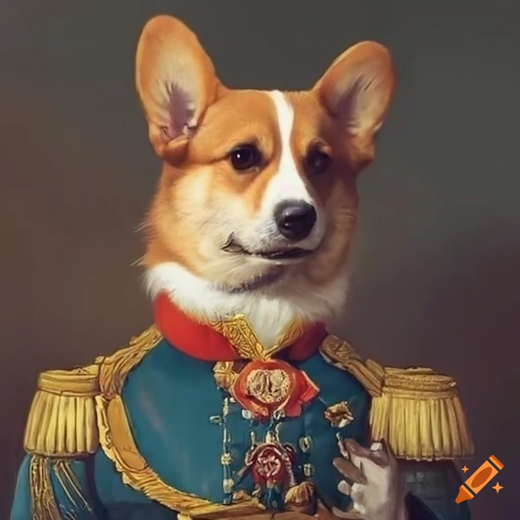 Corgi dressed as napoleon