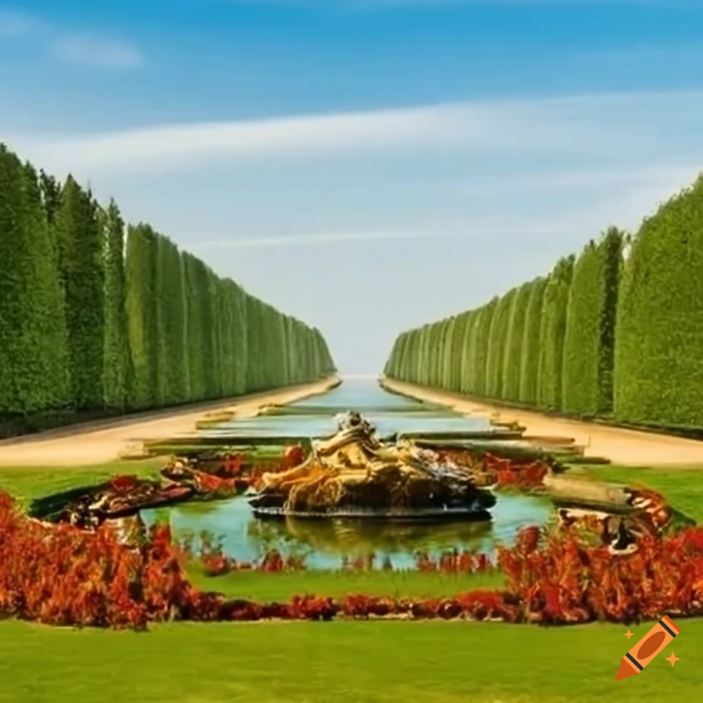 Gardens of the palace of Versailles on Craiyon