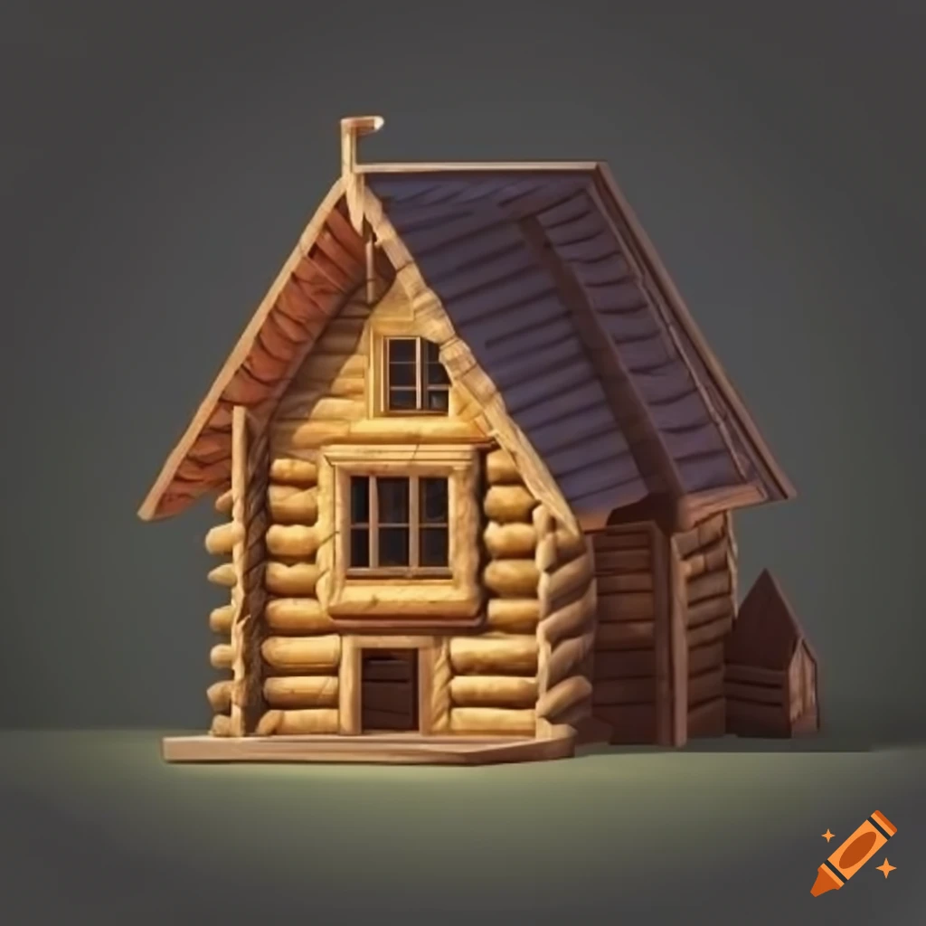 Realistic wooden ambient lighting fixture resembling a small hut in ...