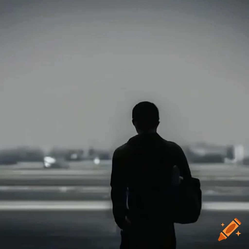 Man looking out into the distance at an airport