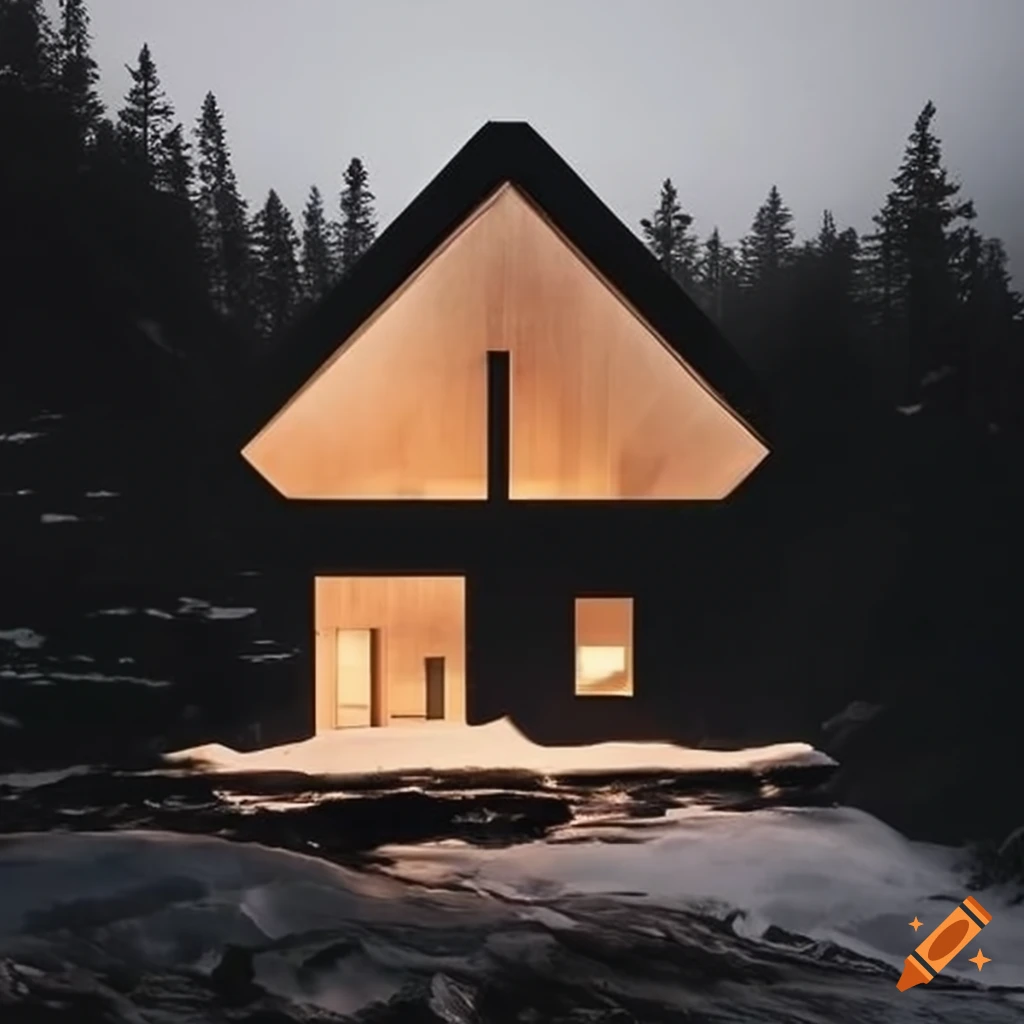 Interlocking minimalist cabin architecture design on Craiyon