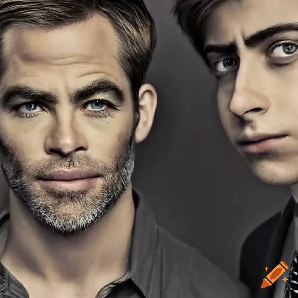 Portrait of chris pine with aidan gallagher on Craiyon