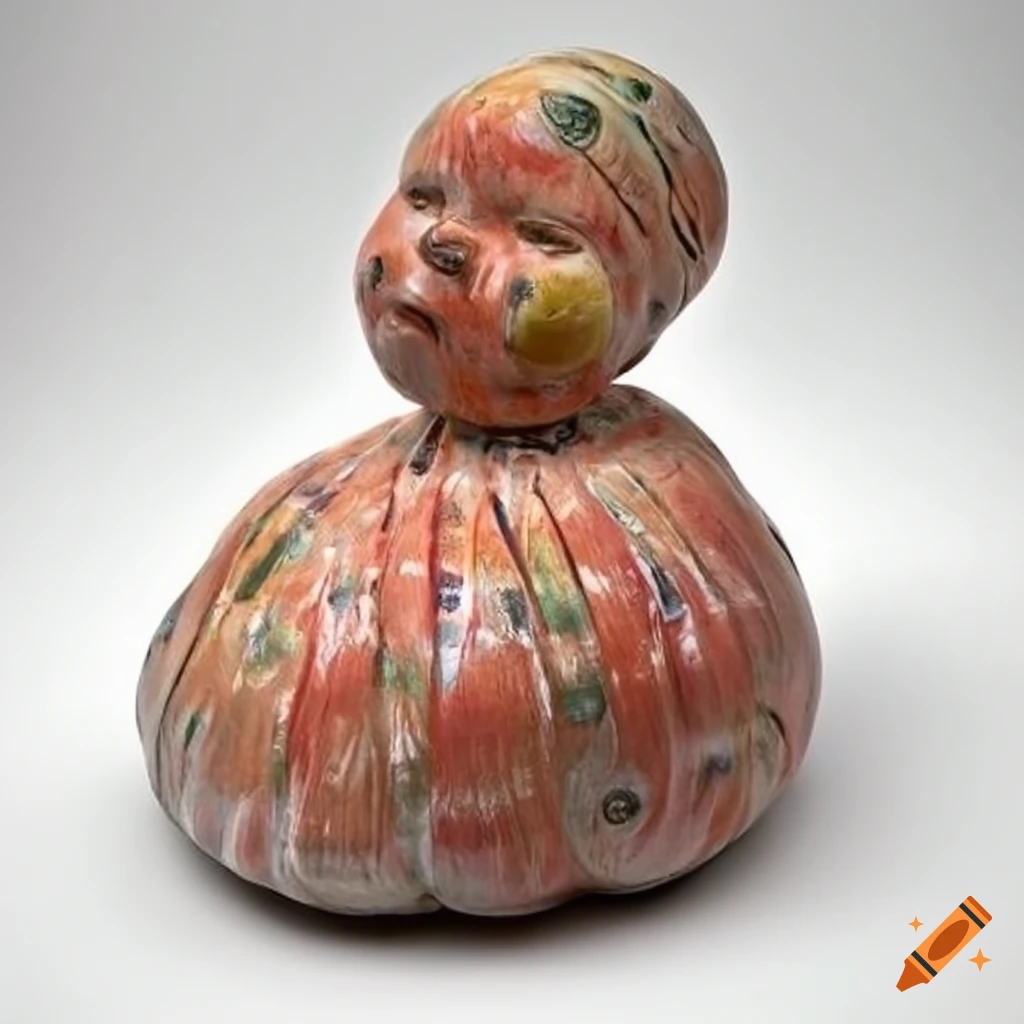 Unique ceramic sculpture of a girl with snail shell body on Craiyon