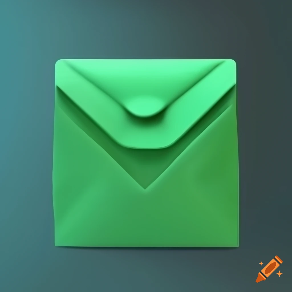 Transparent 3d green letter envelope