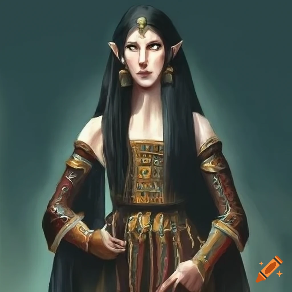 Elf queen in inca clothing in a mystical fantasy art on Craiyon