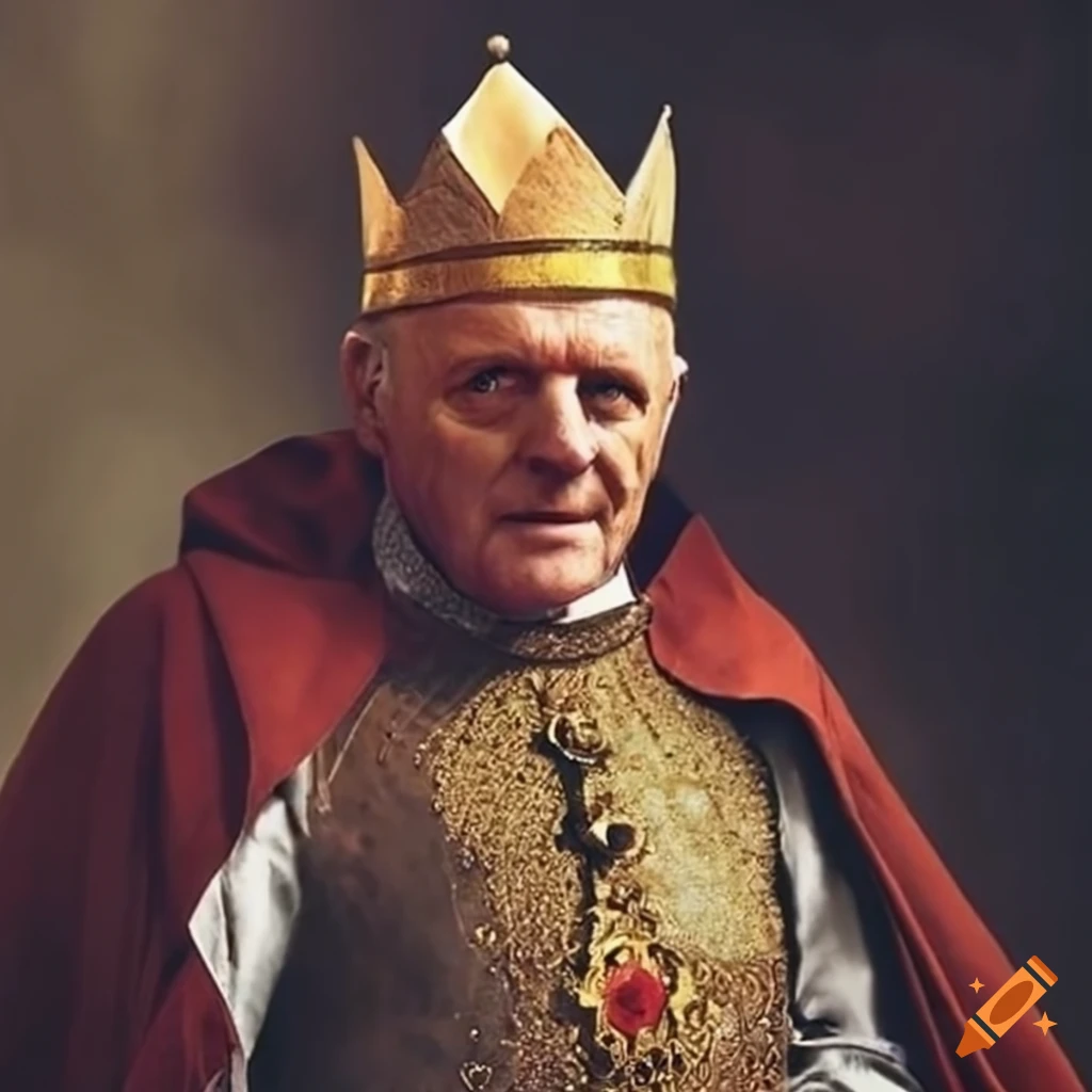 Anthony hopkins portraying a medieval king on Craiyon
