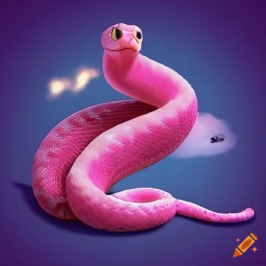Pink snake in a white fur coat on Craiyon