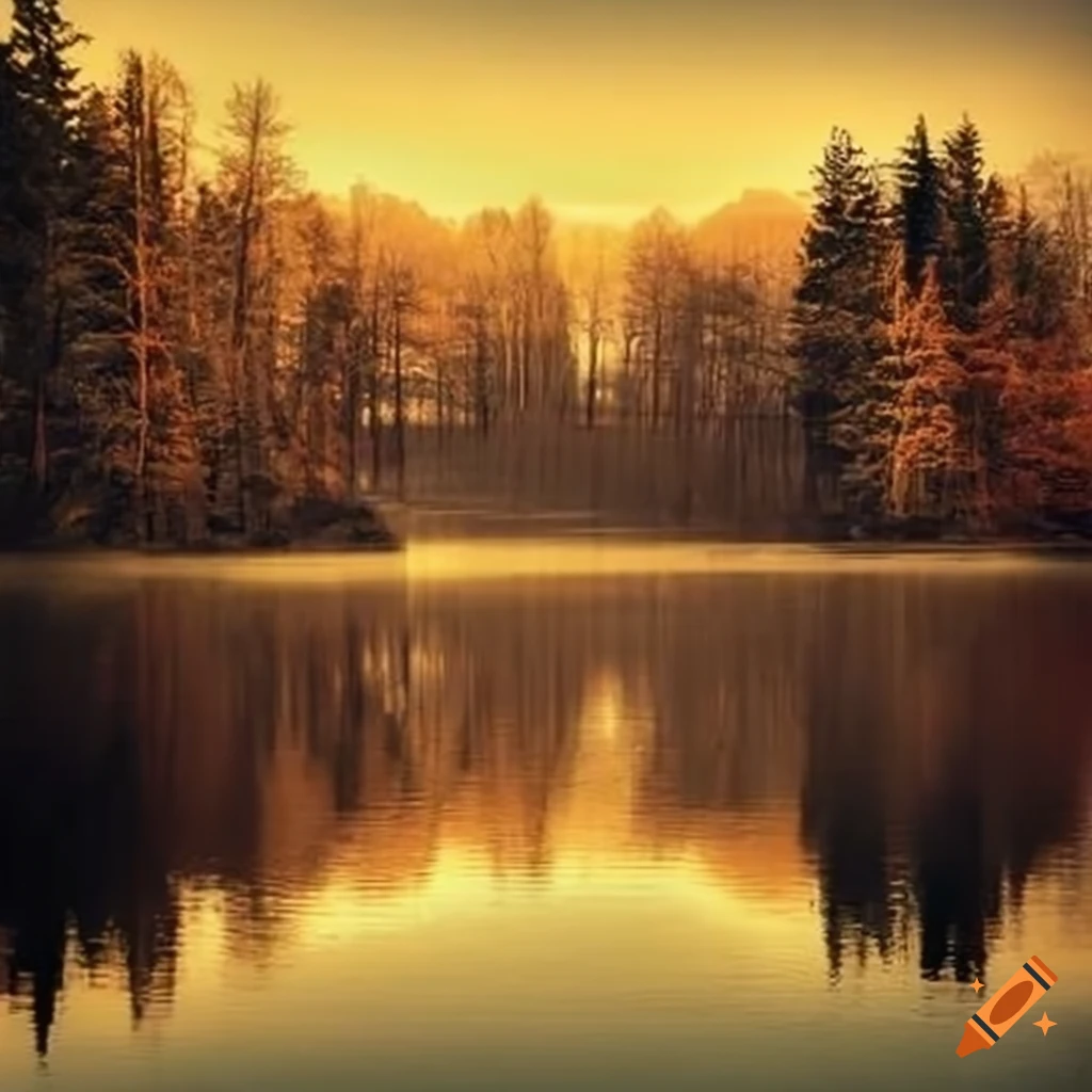 Chatka wśród drzew nad jeziorem on Craiyon